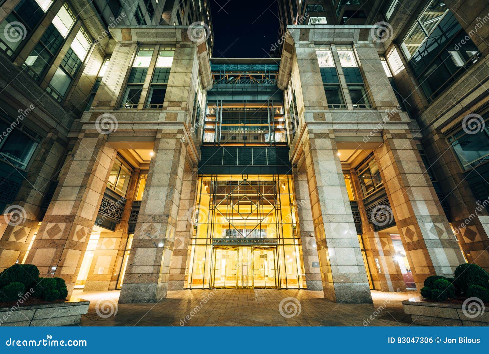 Modern Buildings in the Financial District at Night, in Boston ...