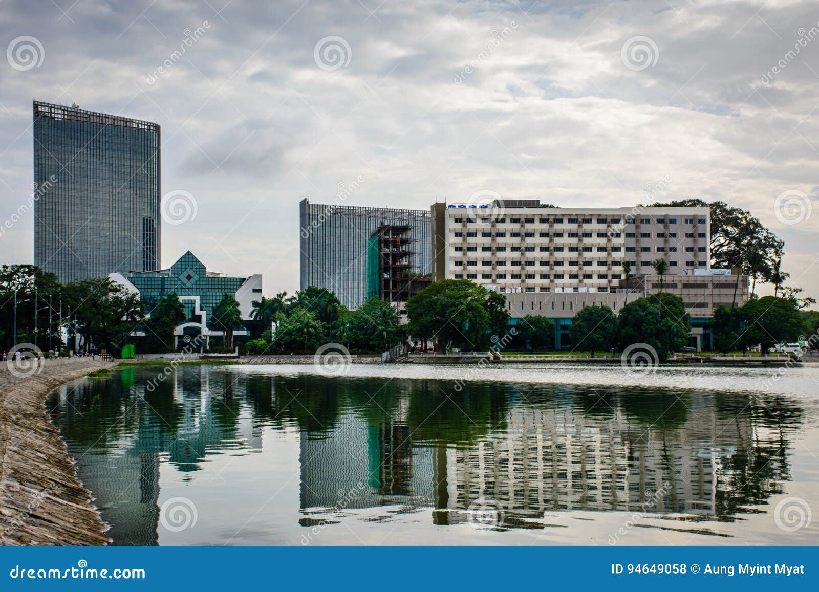Modern Buildings beside Inya Lake in Rainy Season, Yangon, Myanmar ...
