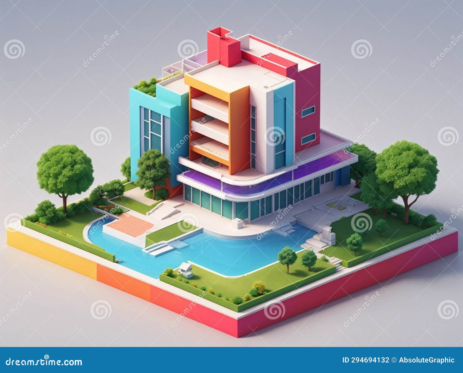 Modern Buildings Isolated on Gradient Background, 3d Render ...