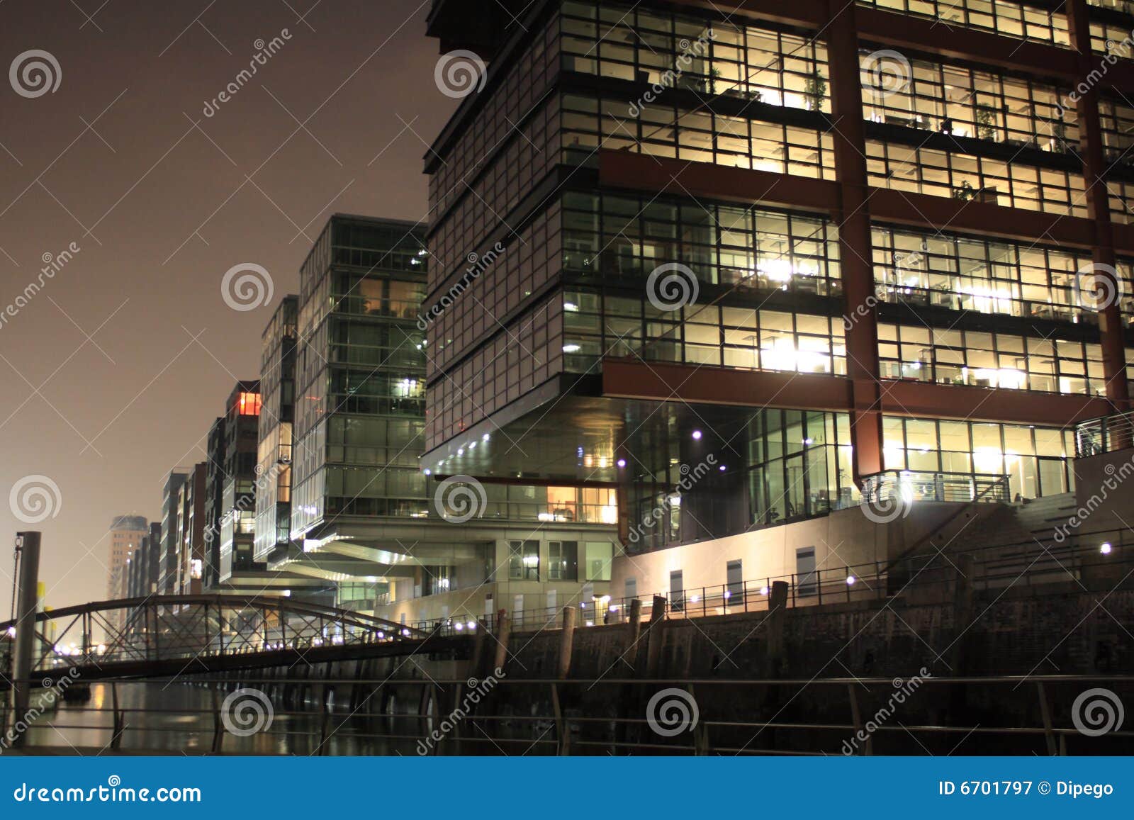 Modern buildings at night stock image. Image of modern - 6701797