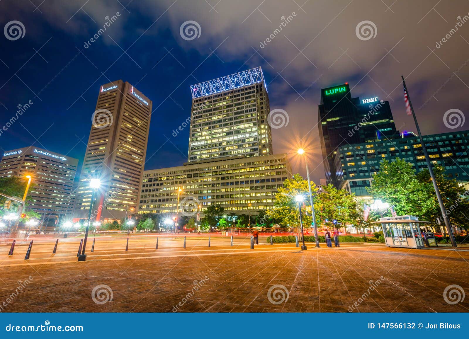 Modern Buildings at Night in Downtown Baltimore, Maryland Editorial ...