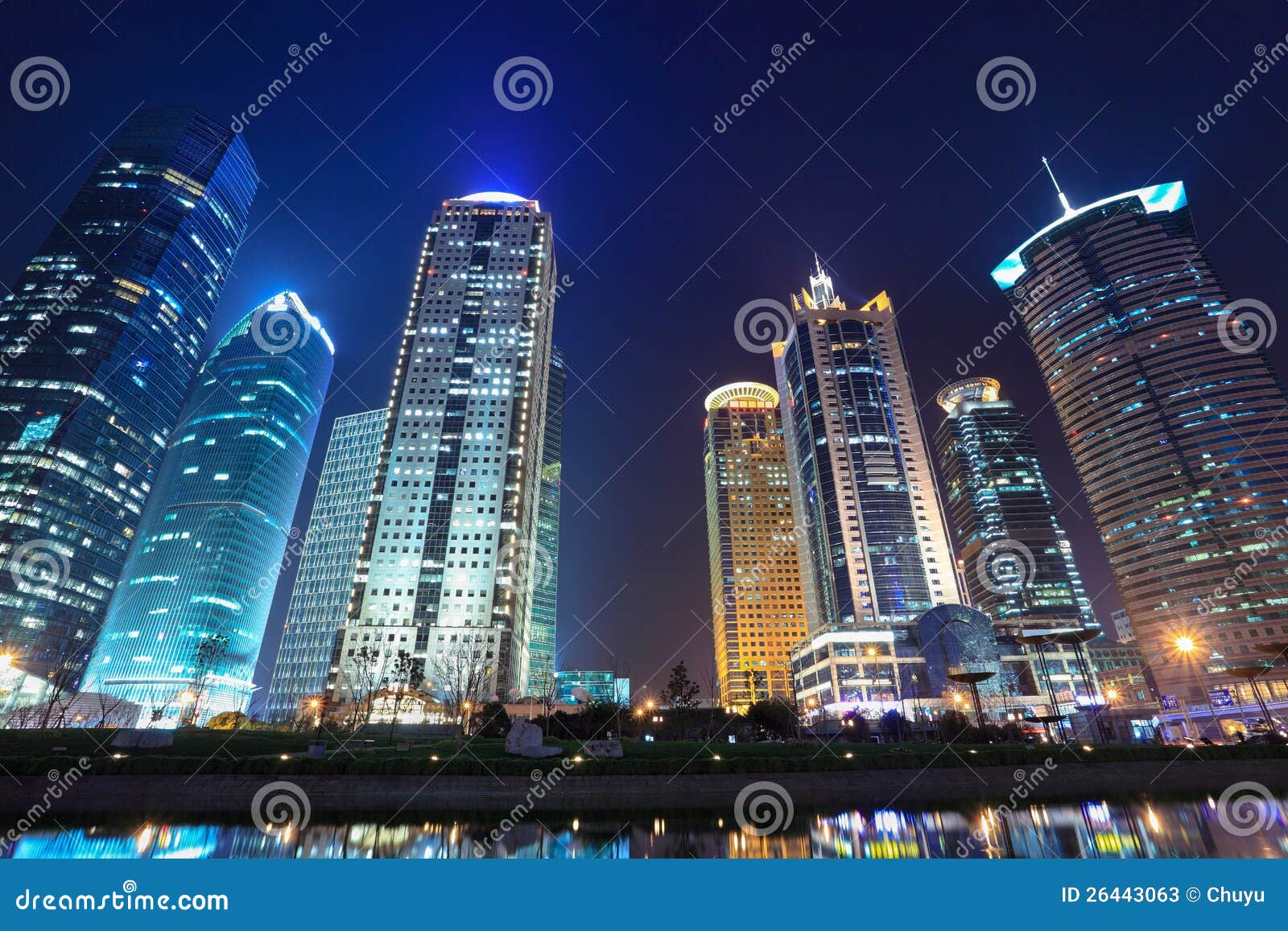Modern Buildings in Night Shanghai Stock Image - Image of office, city ...