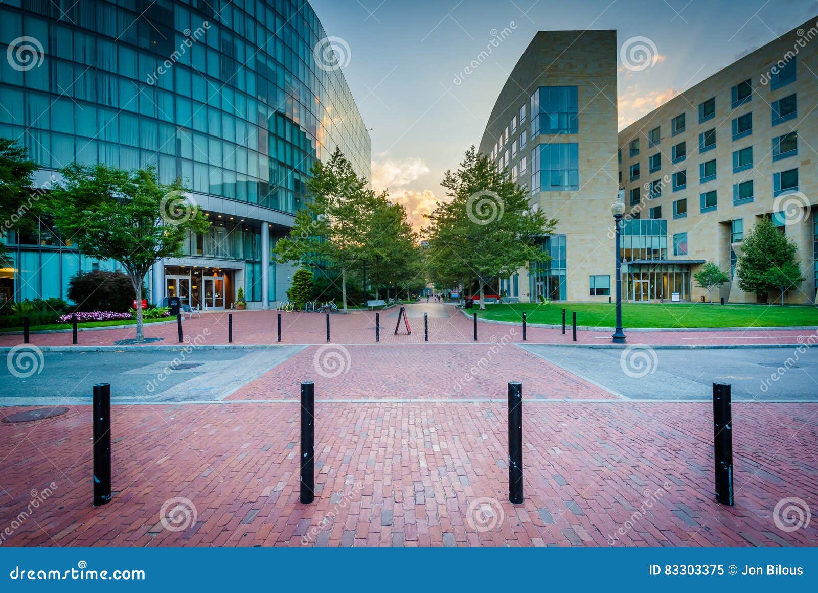 Modern Buildings at Northeastern University at Sunset, in Boston ...