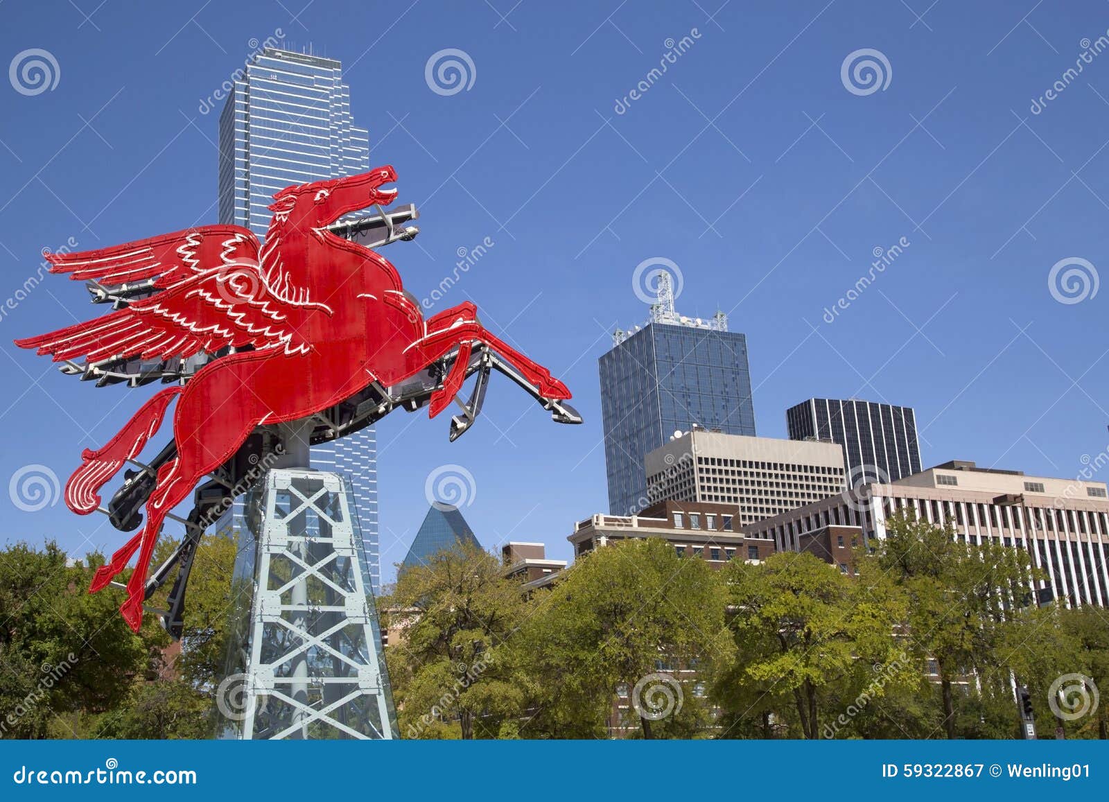 Modern Buildings and Pegasus in Dallas Editorial Photography - Image of ...