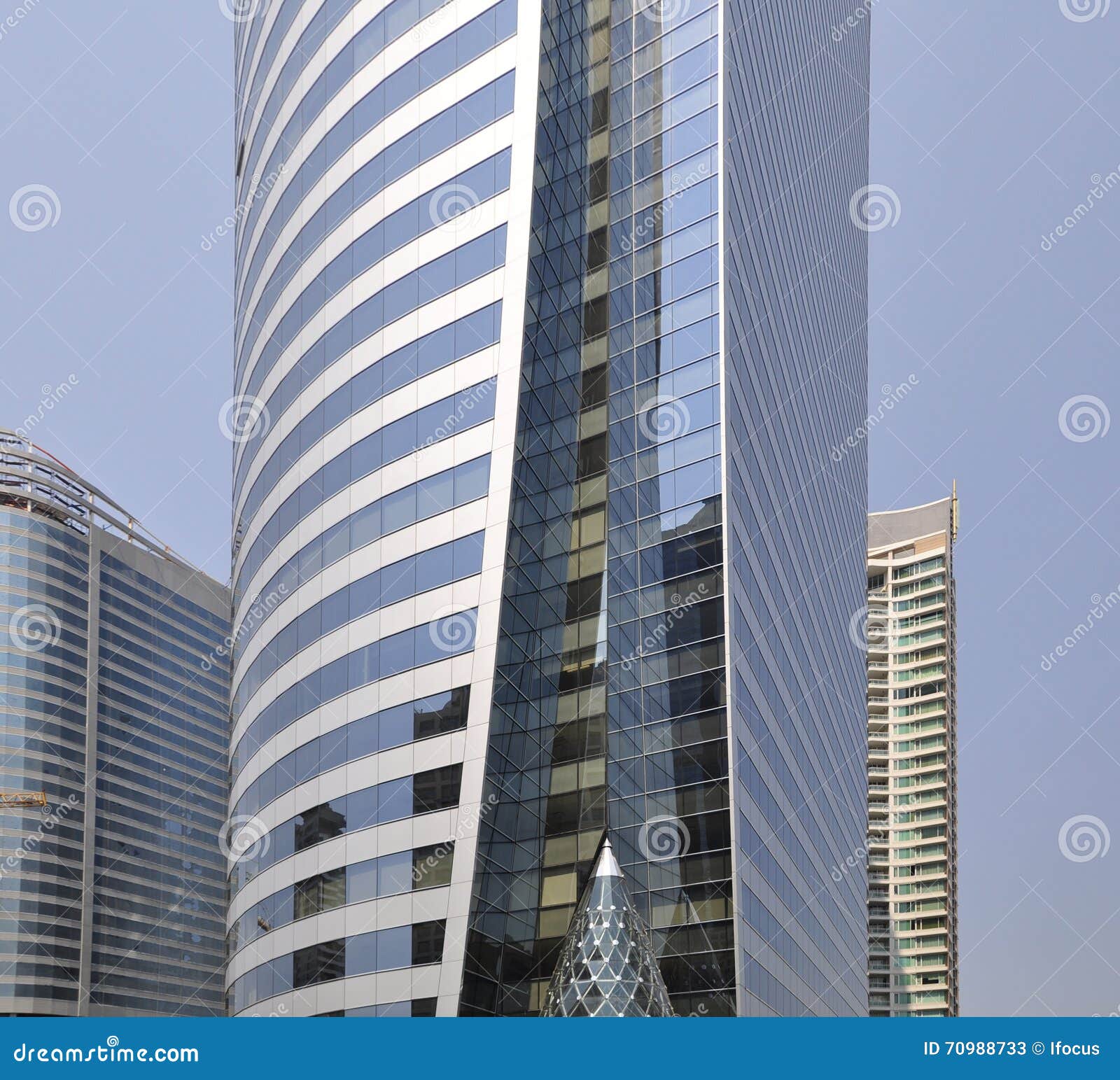 Modern Buildings Soaring into Blue Sky Stock Image - Image of soaring ...