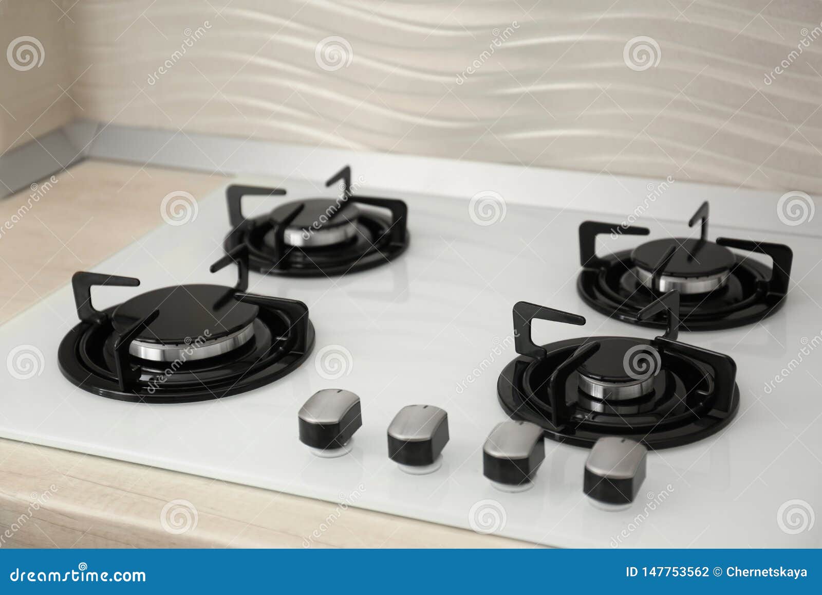 Modern Gas Cooktop. Kitchen Appliance Stock Photo - Image of flammable ...