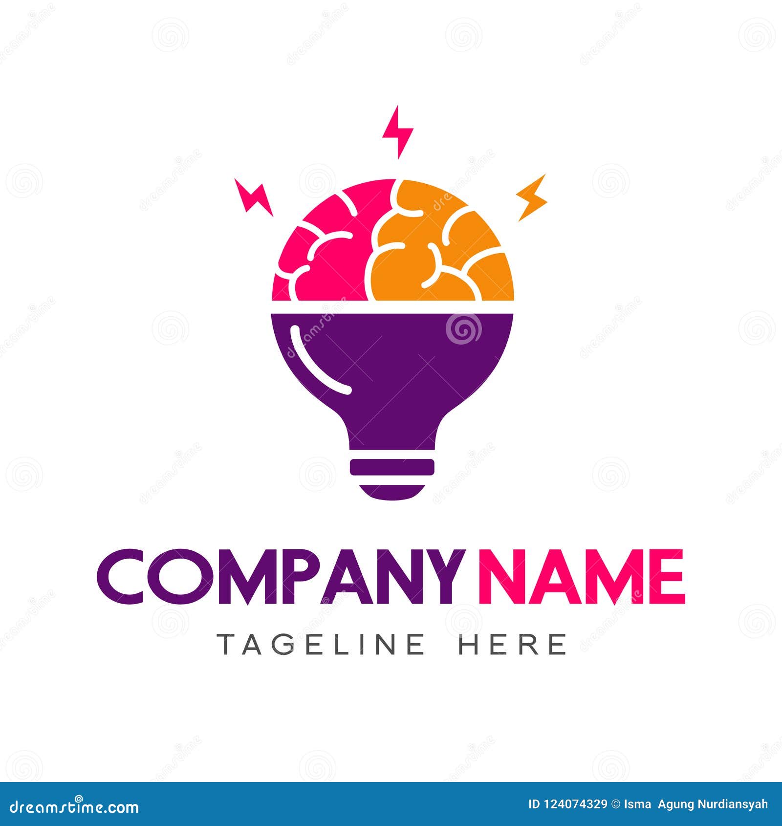 Modern Bulb Brain Vector Logo Stock Illustration - Illustration of ...