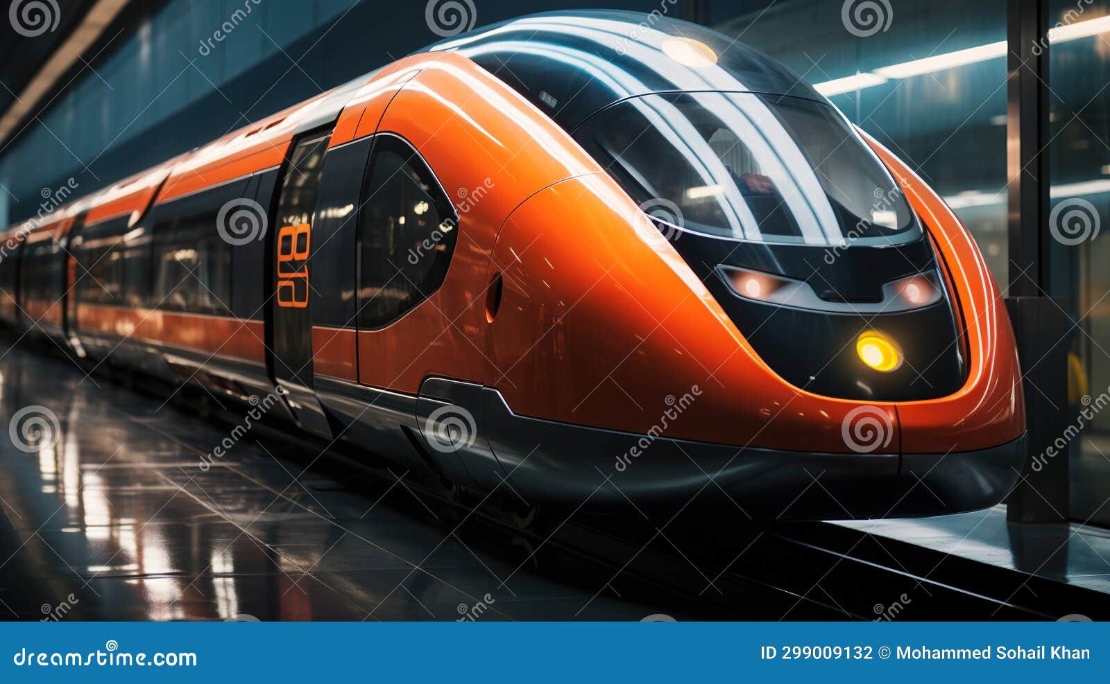 Modern Bullet Train Travel through Metro City Background Stock Photo ...