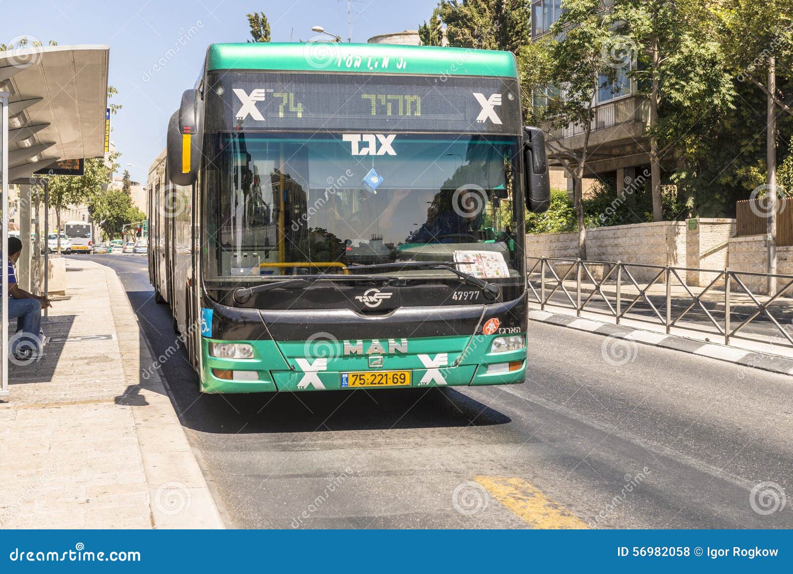 Modern Bus on the Main Street of Ierusalim Editorial Stock Photo ...