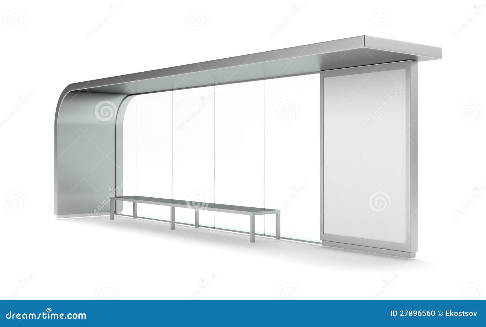 Modern Bus Stop with Blank Banner Stock Illustration - Illustration of ...