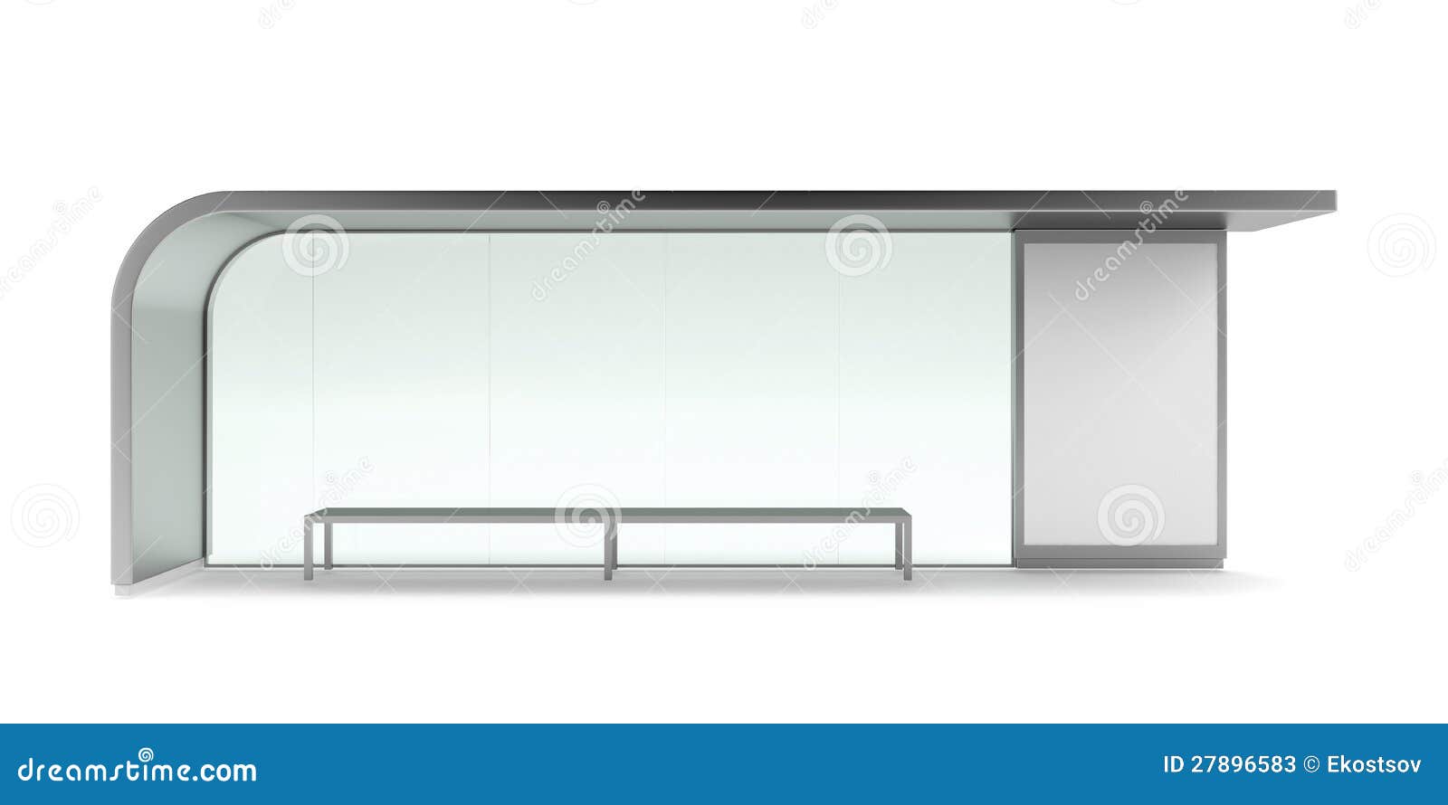 Modern Bus Stop with Blank Banner. Front View Stock Illustration ...