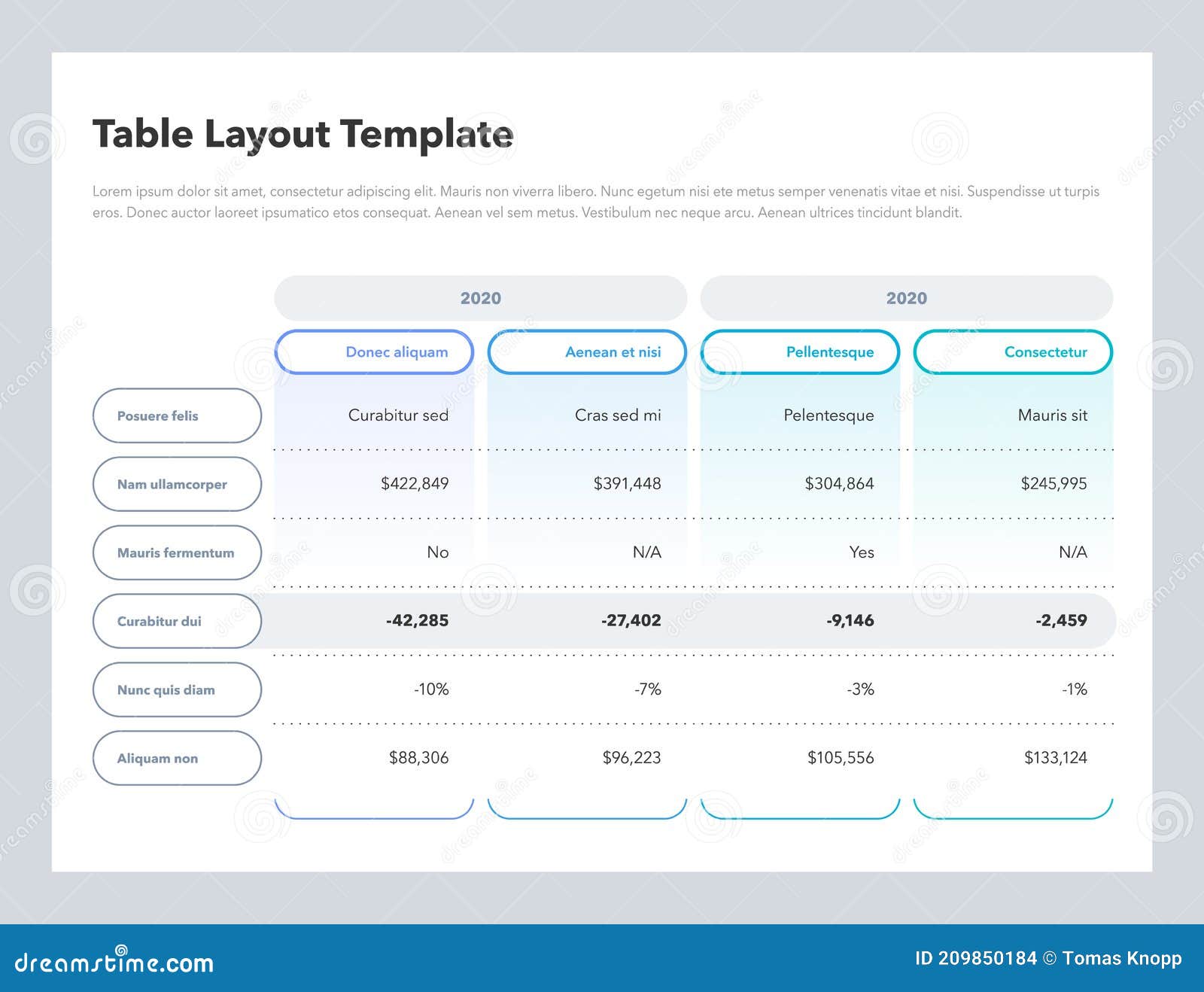 Modern Business Advanced Table Layout Template with Place for Your ...
