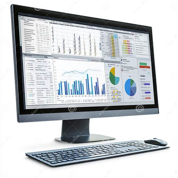 Modern Business Analytics Dashboard on Computer Screen Displaying ...