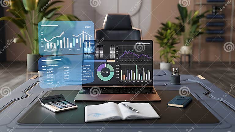 Modern Business Analytics, Modern Office Workspace with Data ...