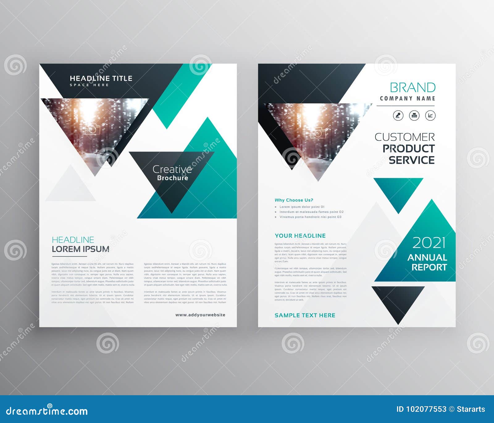 Modern Business Brochure Template Design Made with Triangle Shapes ...