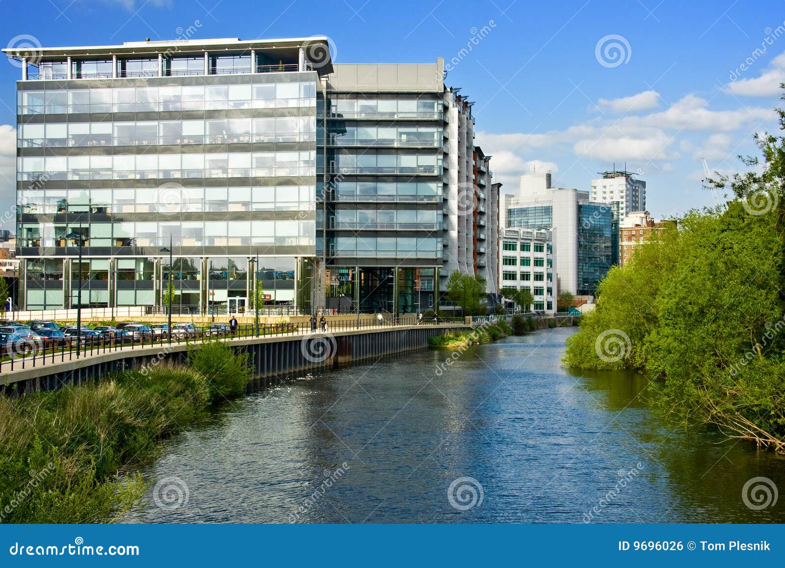 Modern Business Building Near River Stock Photo - Image of leeds, great ...