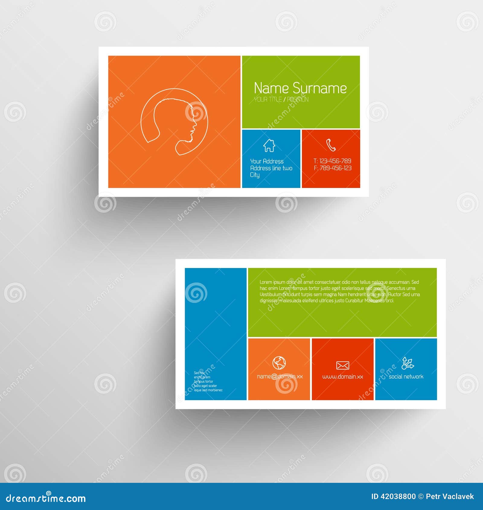 Modern Business Card Template with Flat Mobile User Interface Stock ...