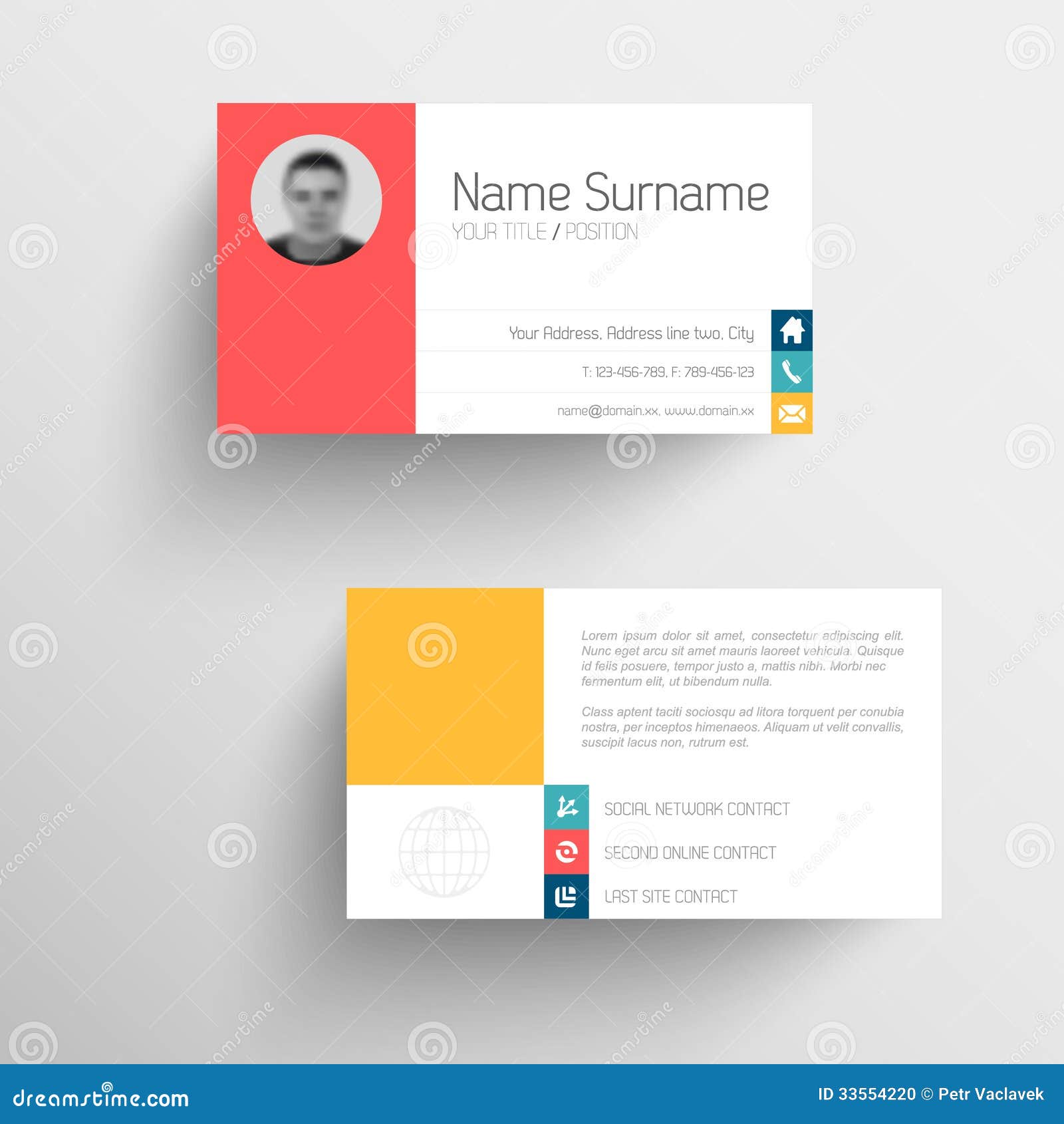 Modern Business Card Template with Flat User Interface Stock Vector ...