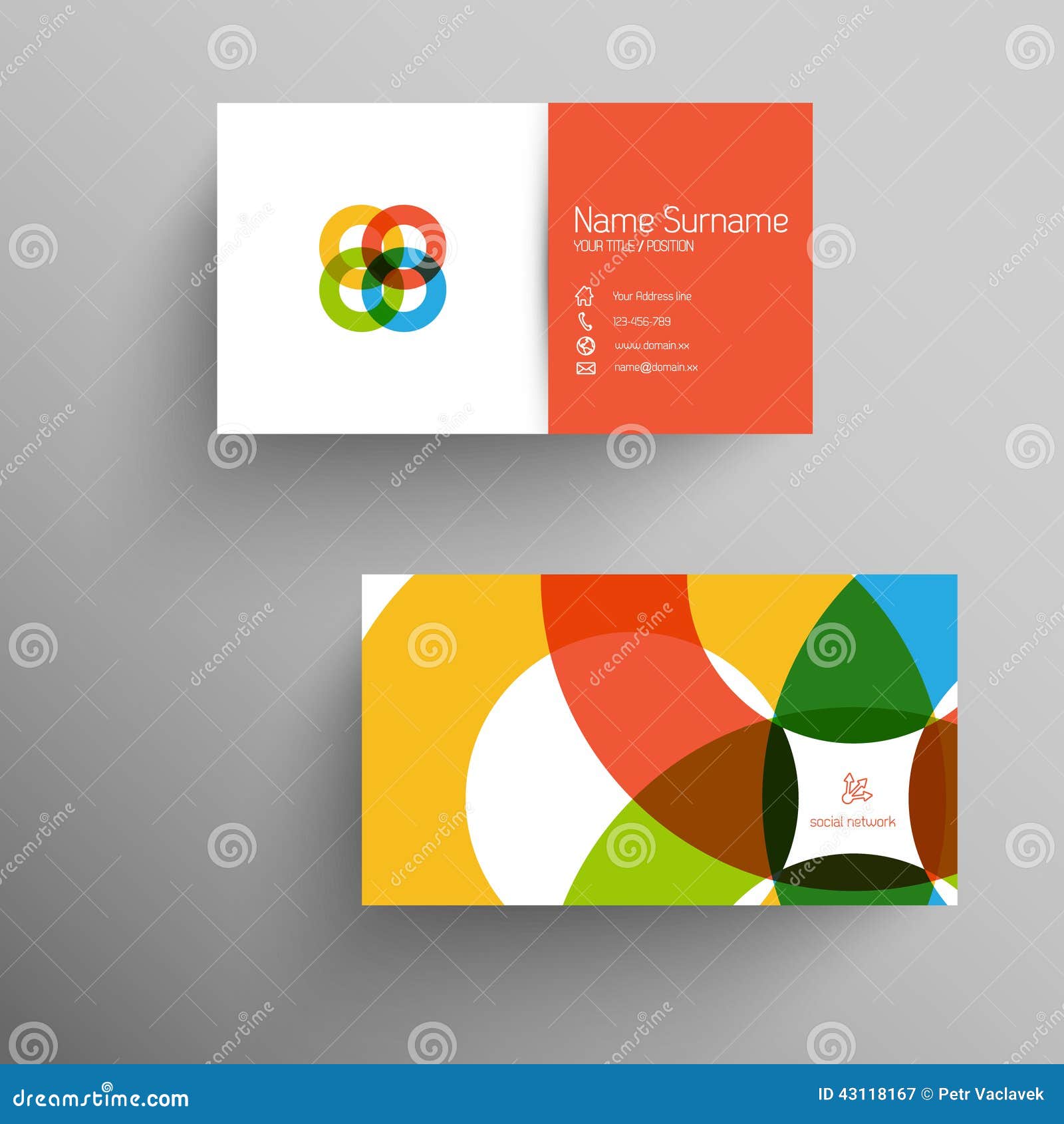 Modern Business Card Template with Flat User Interface Stock ...