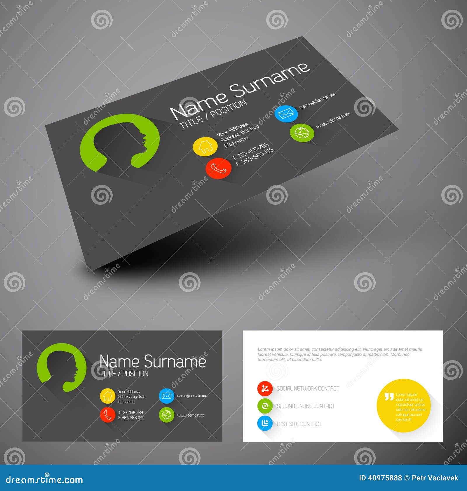 Modern Business Card Template with Flat User Interface Stock Vector ...