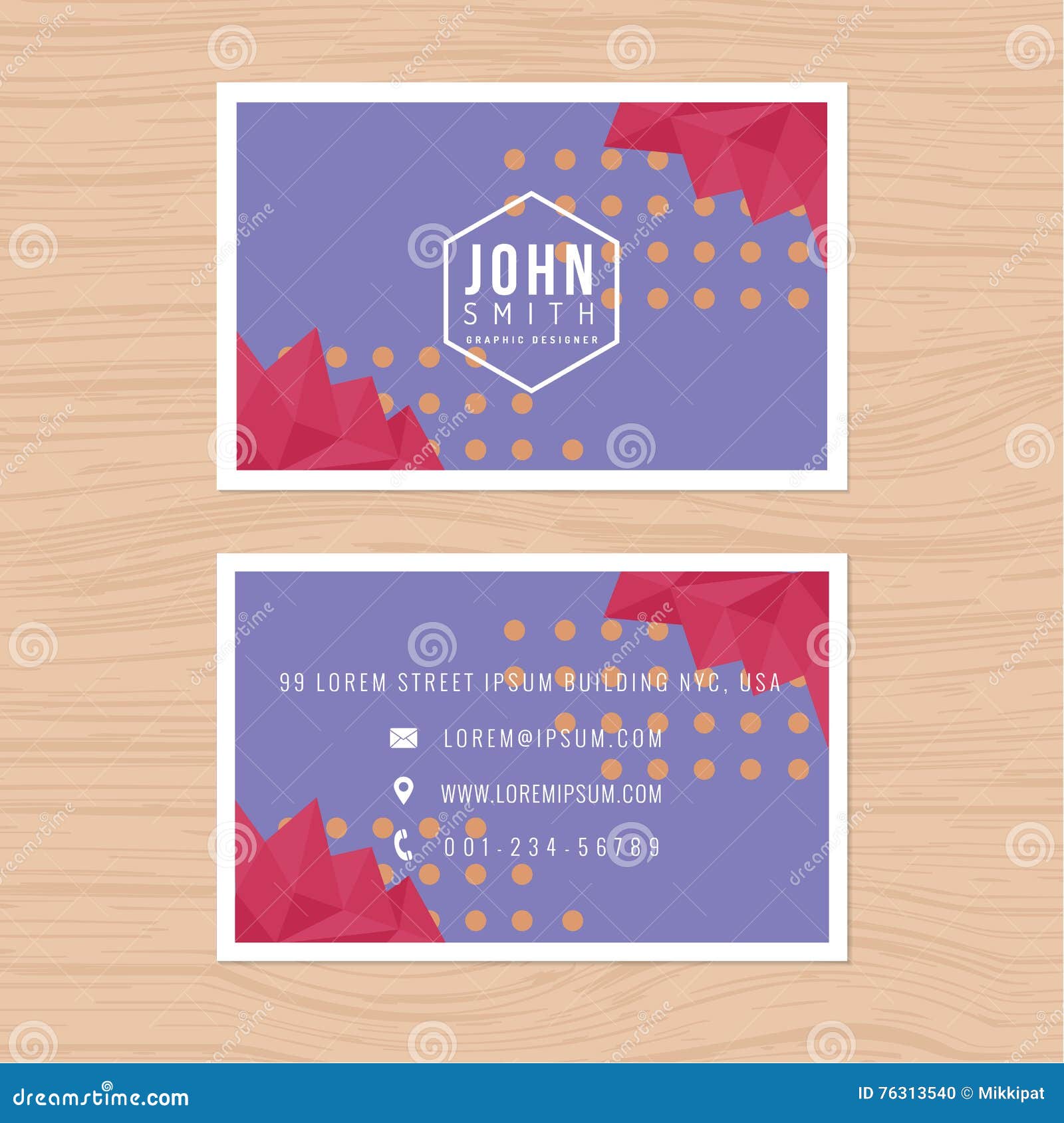Modern Business Card Template in Low Poly Abstract Background. Printing ...