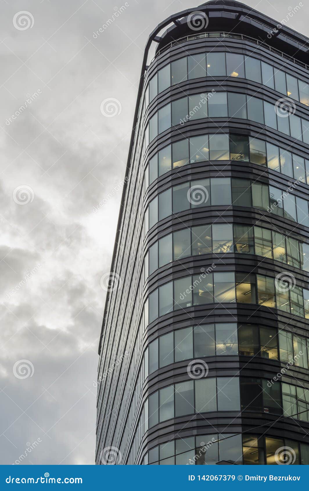 Modern Business Center at Evening Stock Image - Image of light ...
