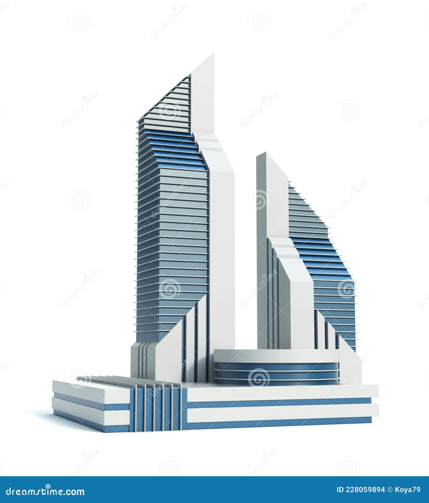 Modern Business Center on White Background 3d Rendering Stock ...
