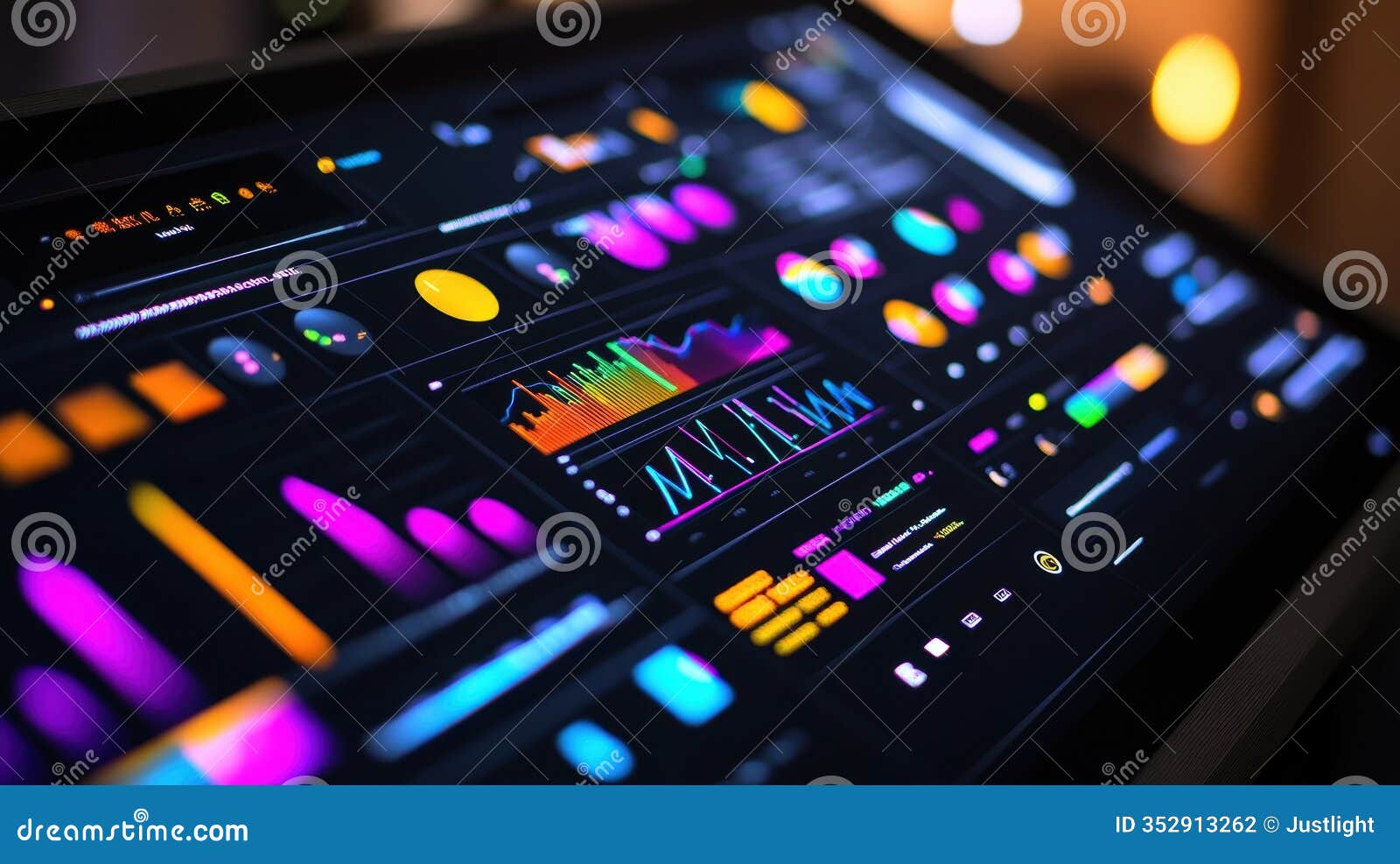 Modern Business Dashboard Displaying Colorful Charts and Data Visualizations Stock Photo - Image ...