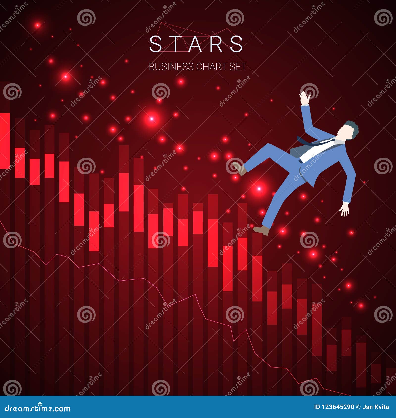 Modern Business Decline Chart Vector with a Businessman Falling Down ...