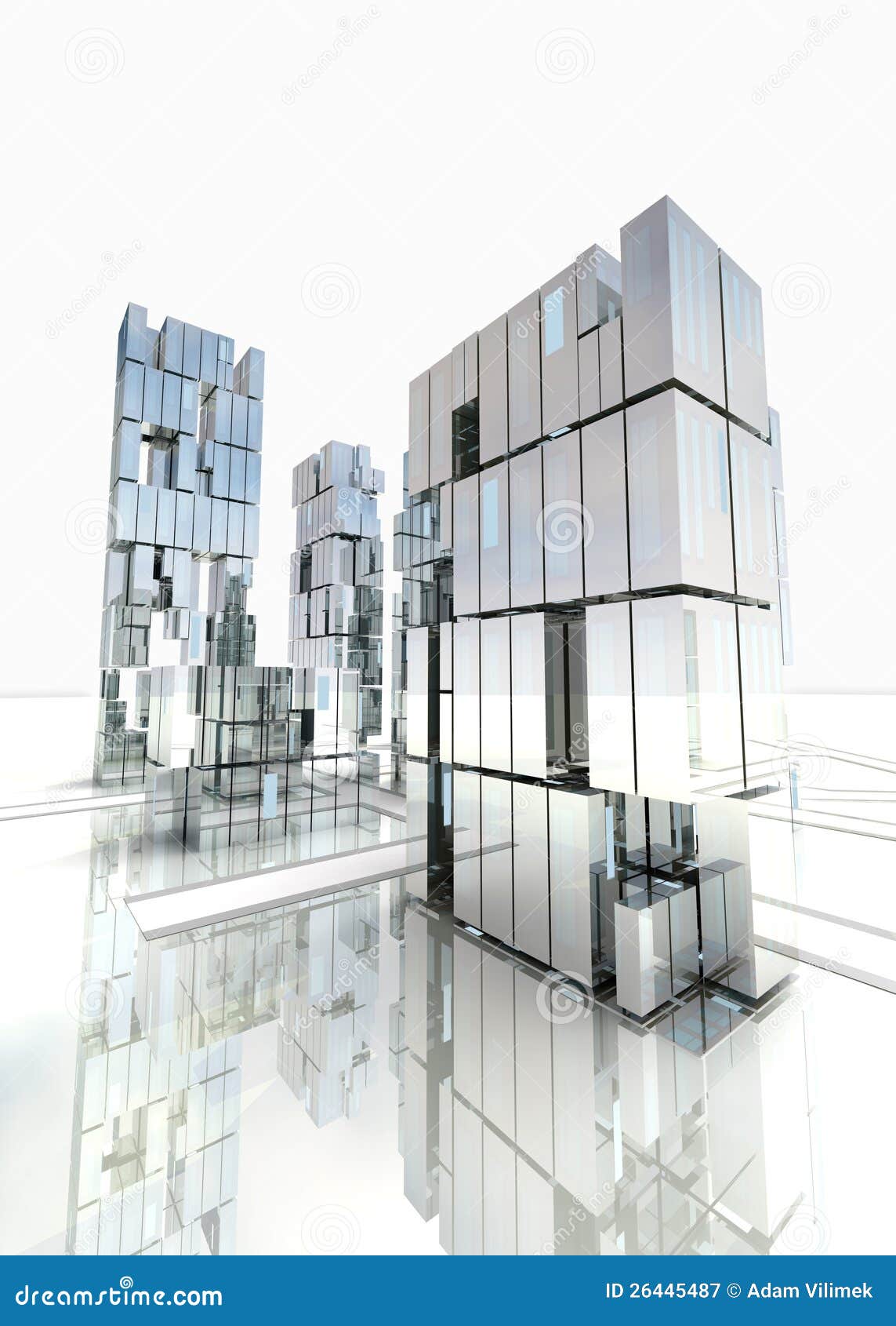 Modern Business District Design with Sky Stock Illustration ...