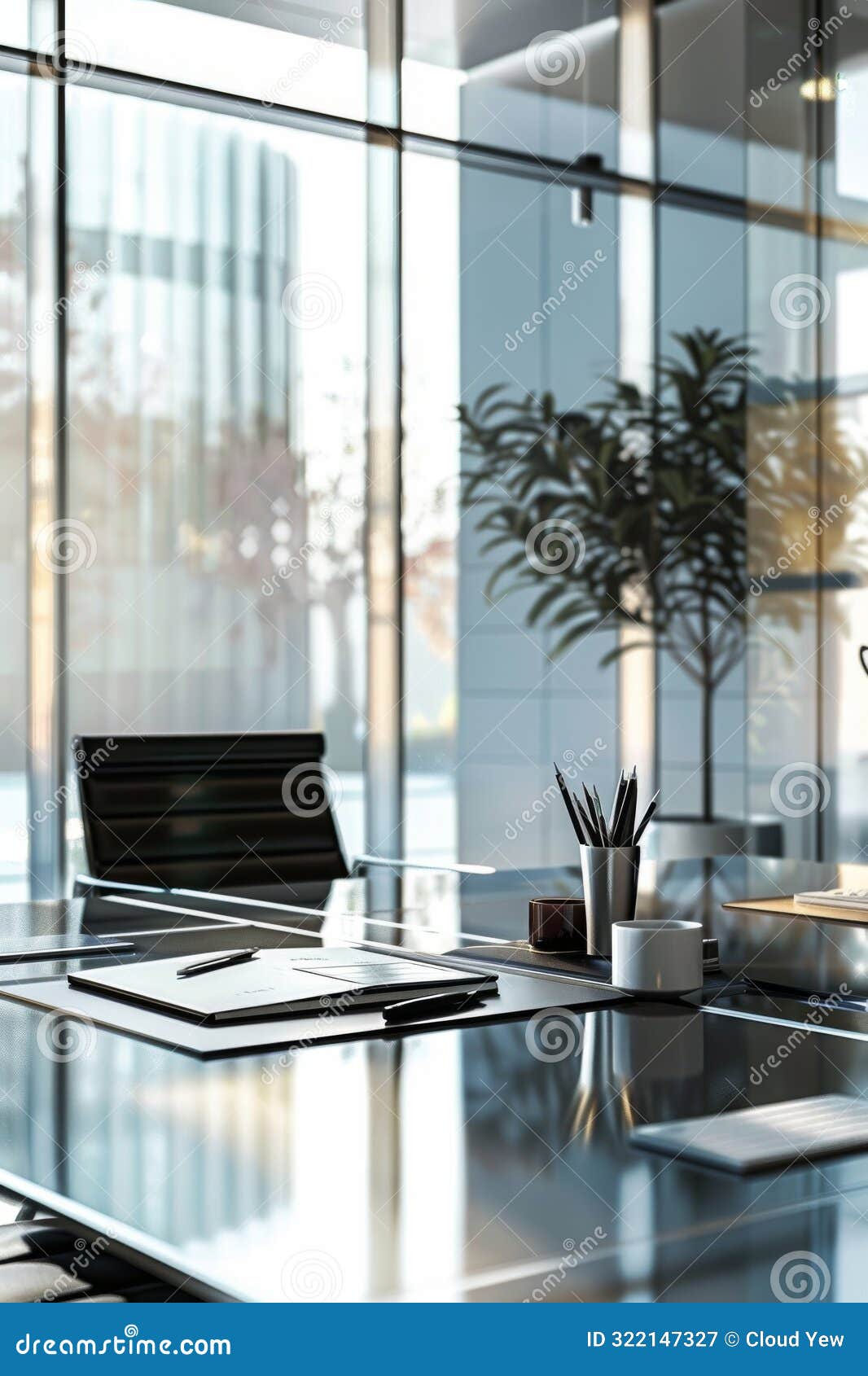 Modern Business Environment with Sleek Office Tools. Stock Illustration ...