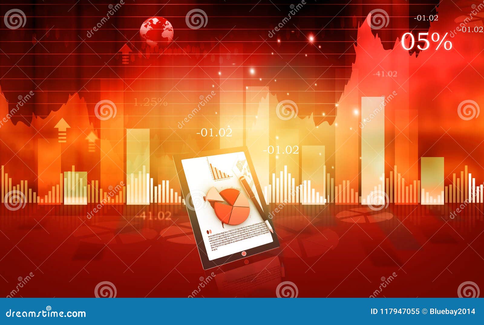 Modern Business Graphs and Charts Stock Illustration - Illustration of ...