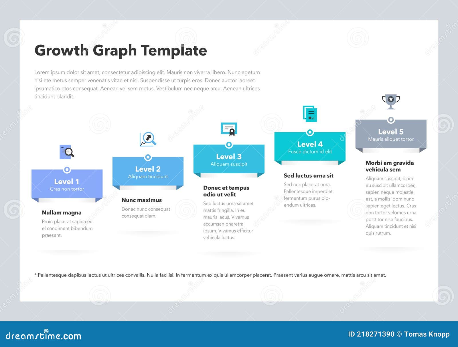 Modern Business Growth Graph Template with Five Successive Steps Stock ...
