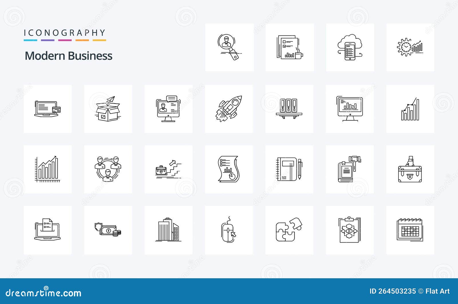 25 Modern Business Line Icon Pack. Vector Icons Illustration Stock ...