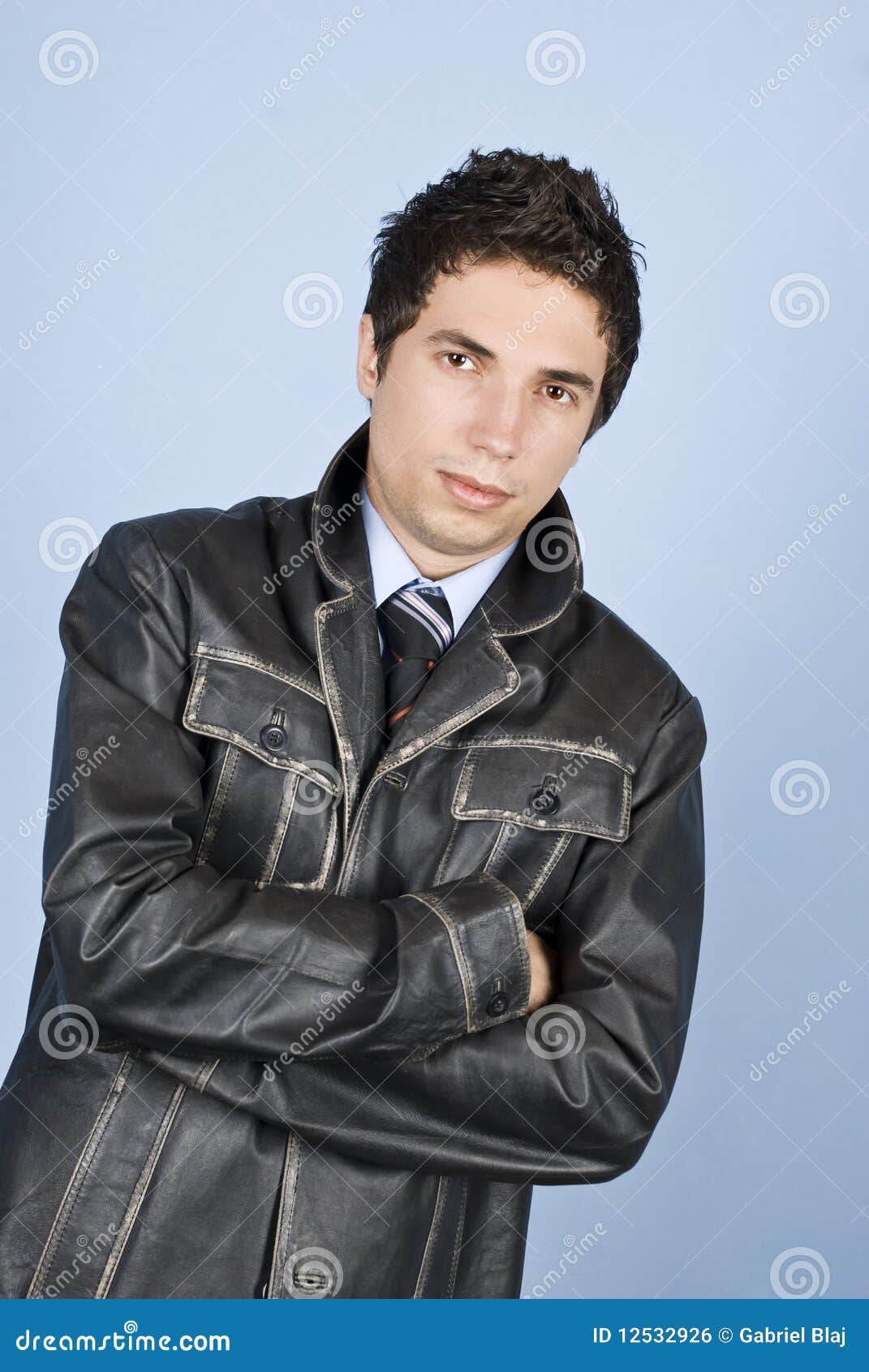 Modern Business Man in Leather Jacket Stock Photo - Image of ...