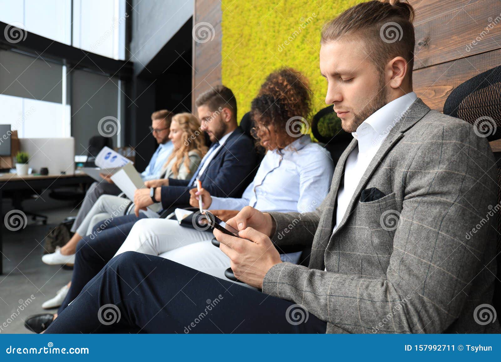 Modern Business People Waiting for Job Interview Stock Image - Image of ...