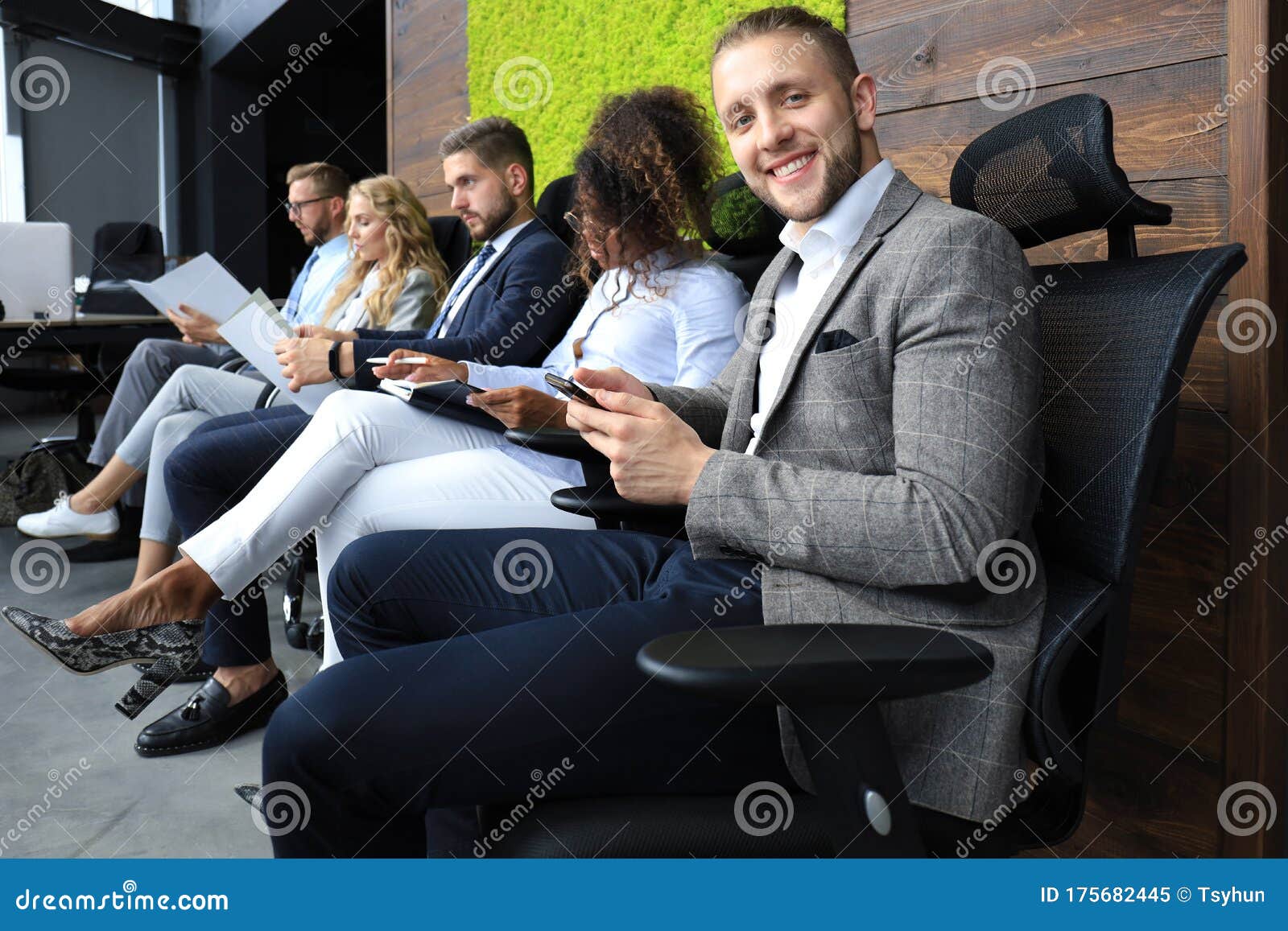 Modern Business People Waiting for Job Interview Stock Image - Image of ...