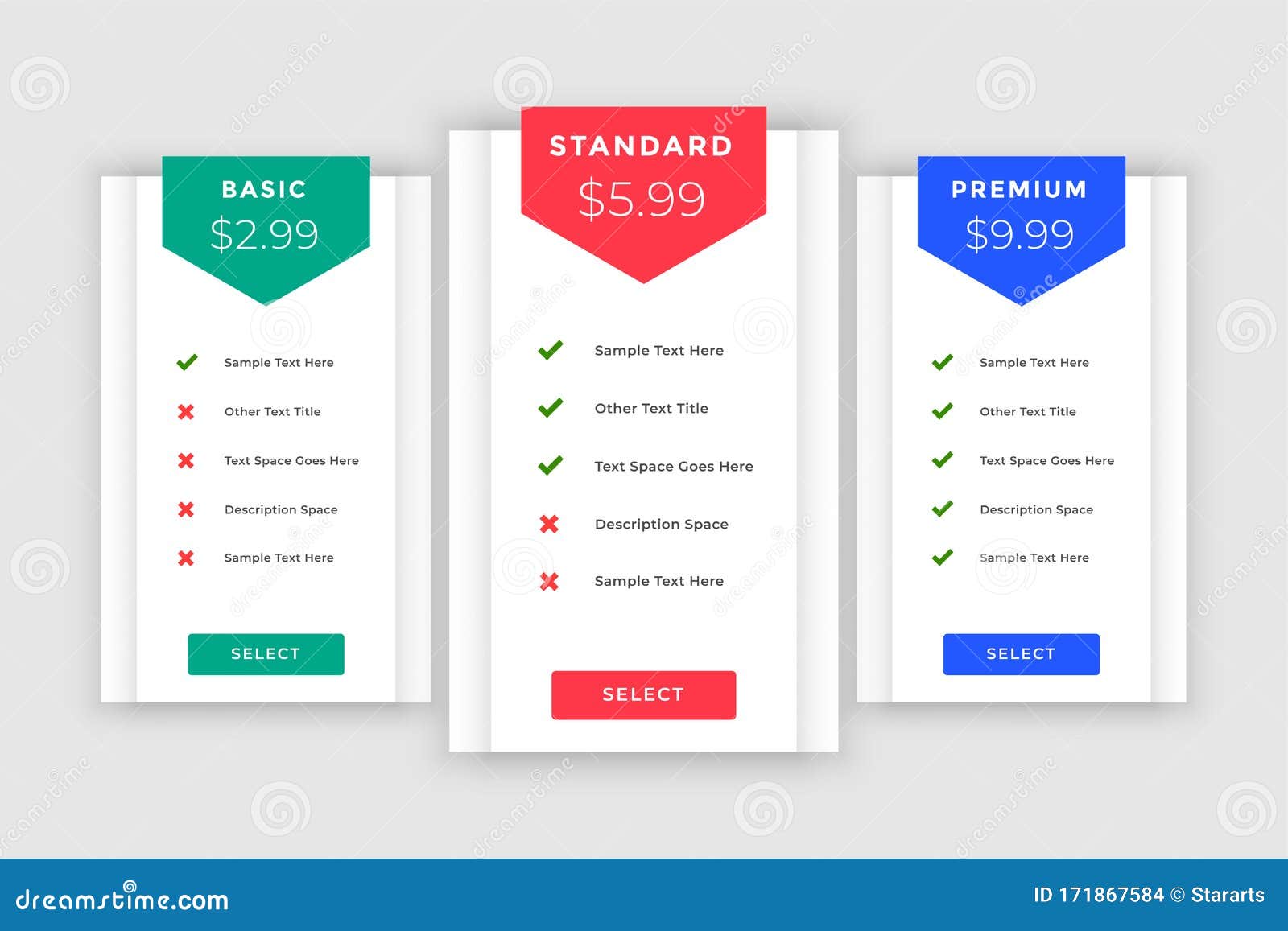 Modern Business Price Table Comparison Template Design Stock Vector ...