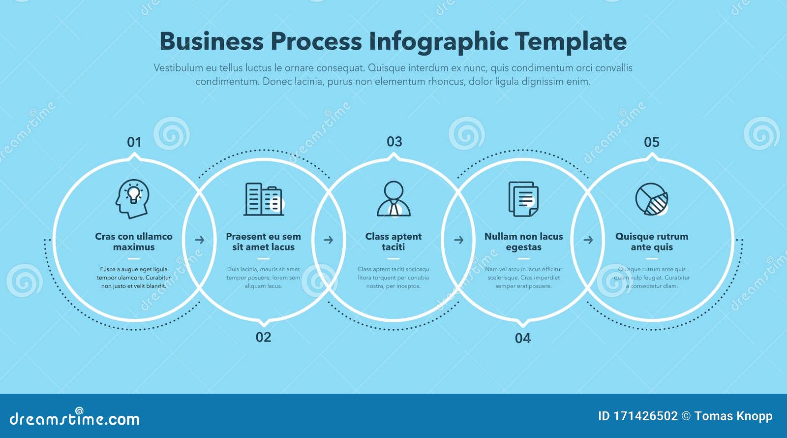 Modern Business Process Infographic Template with Five Successive Steps ...