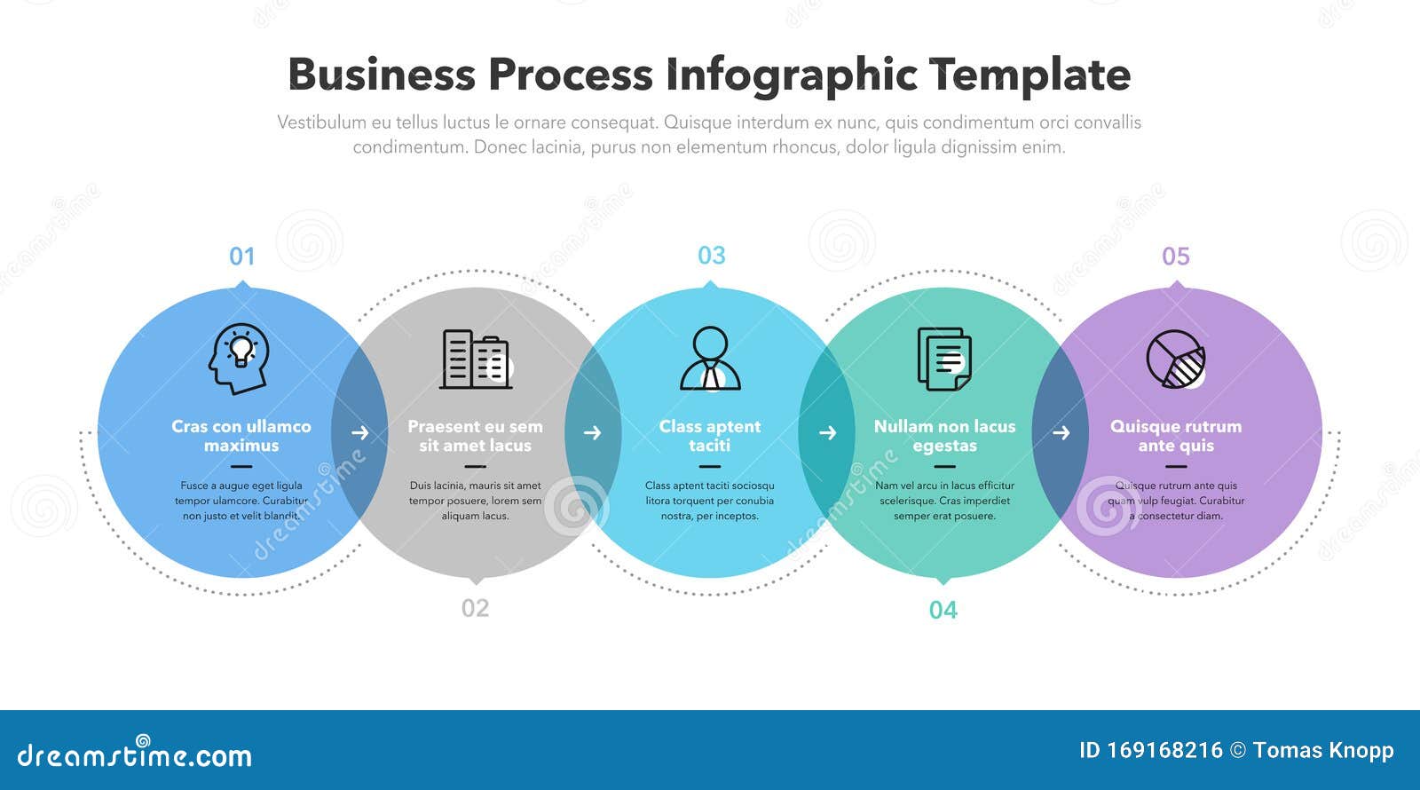 Modern Business Process Infographic Template with Five Successive Steps ...
