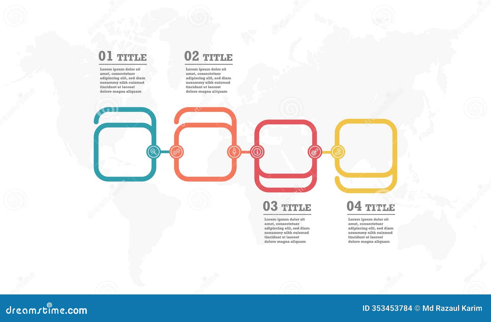 Modern Business Process Template with 4 Steps. Stock Illustration ...