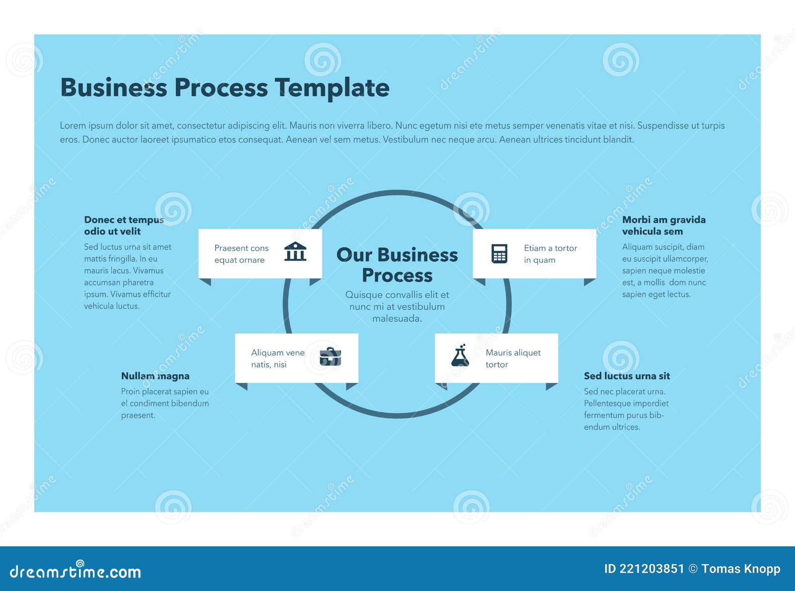 Modern Business Process Template with 4 Steps - Blue Version Stock ...