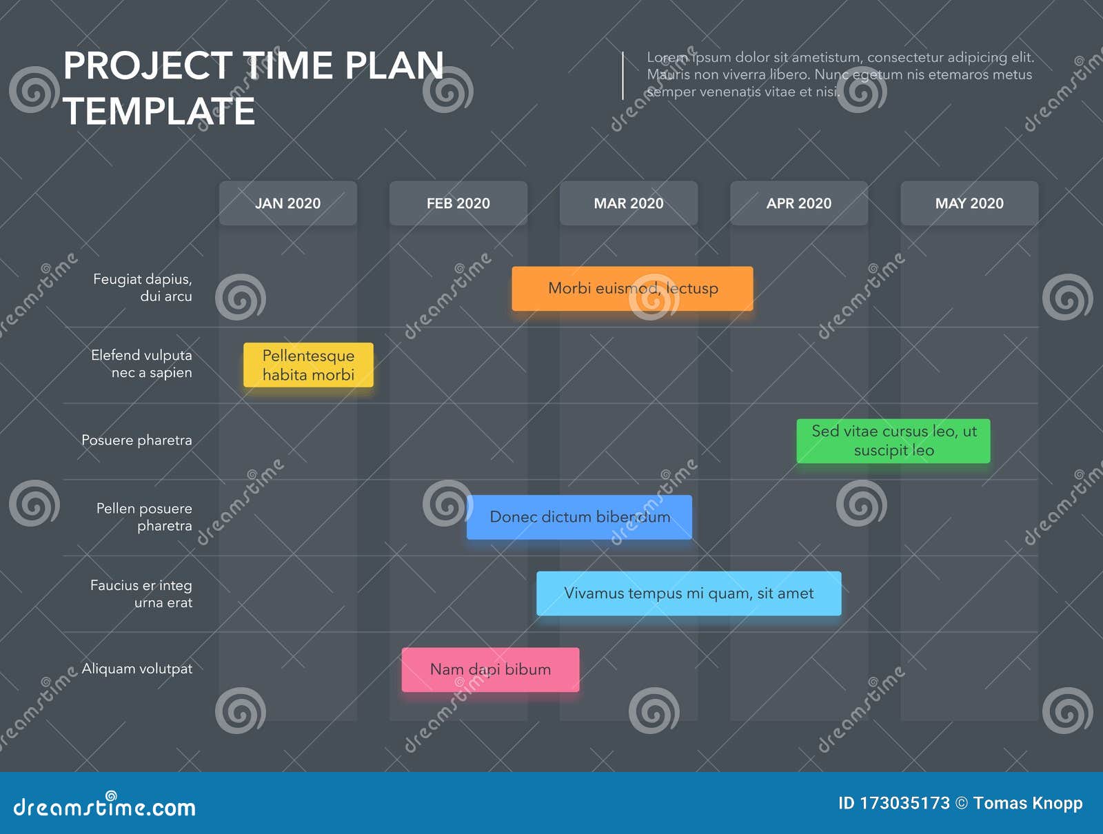 Modern Business Project Time Plan Template with Project Tasks in Time ...