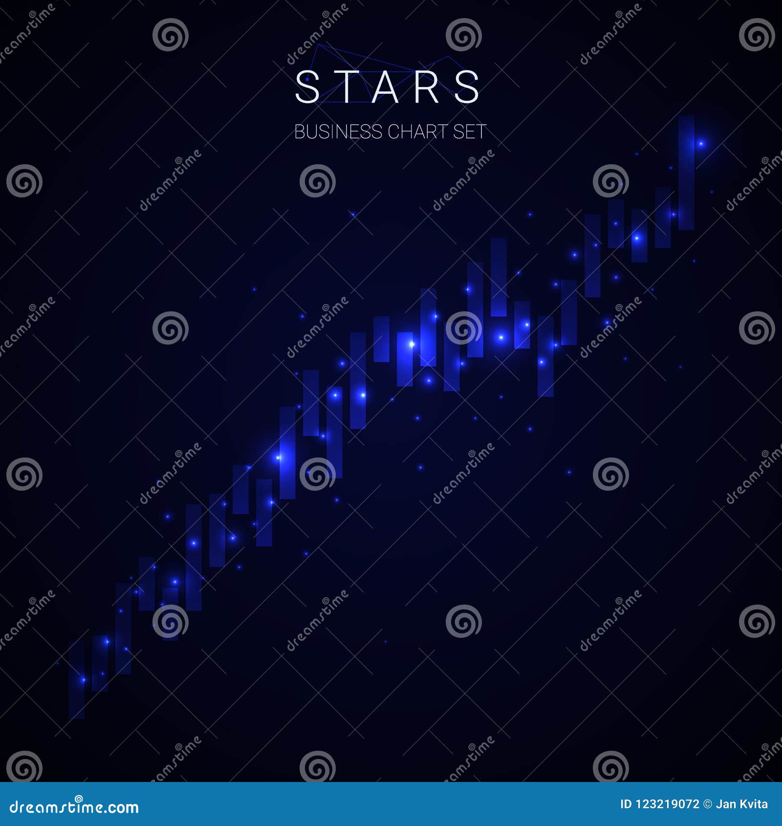 Modern Business Star Growing Chart Vector on Blue Background. Stock ...