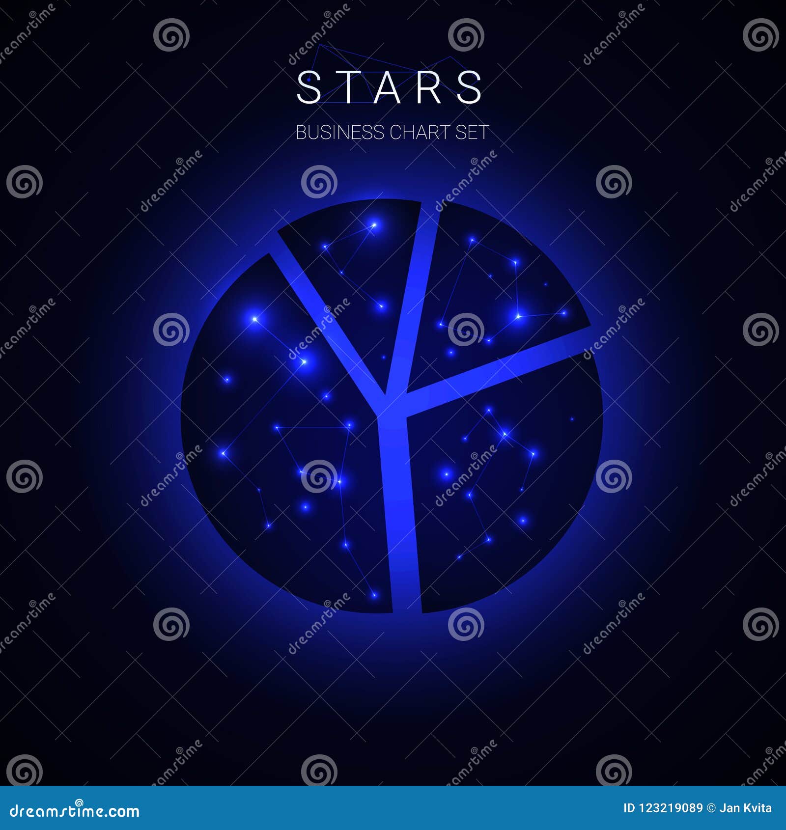 Modern Business Star Pie Chart Vector on Blue Background. Stock Vector ...