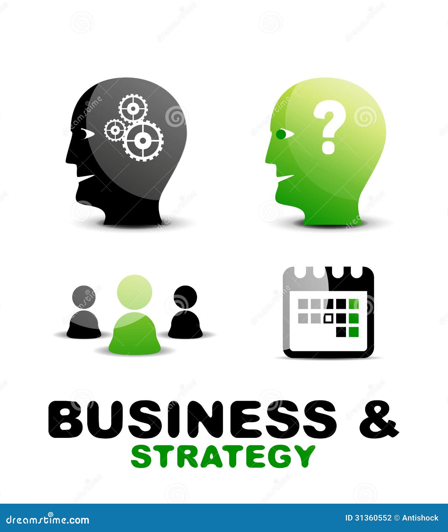 Modern Business and Strategy Icon Set Stock Vector - Illustration of ...