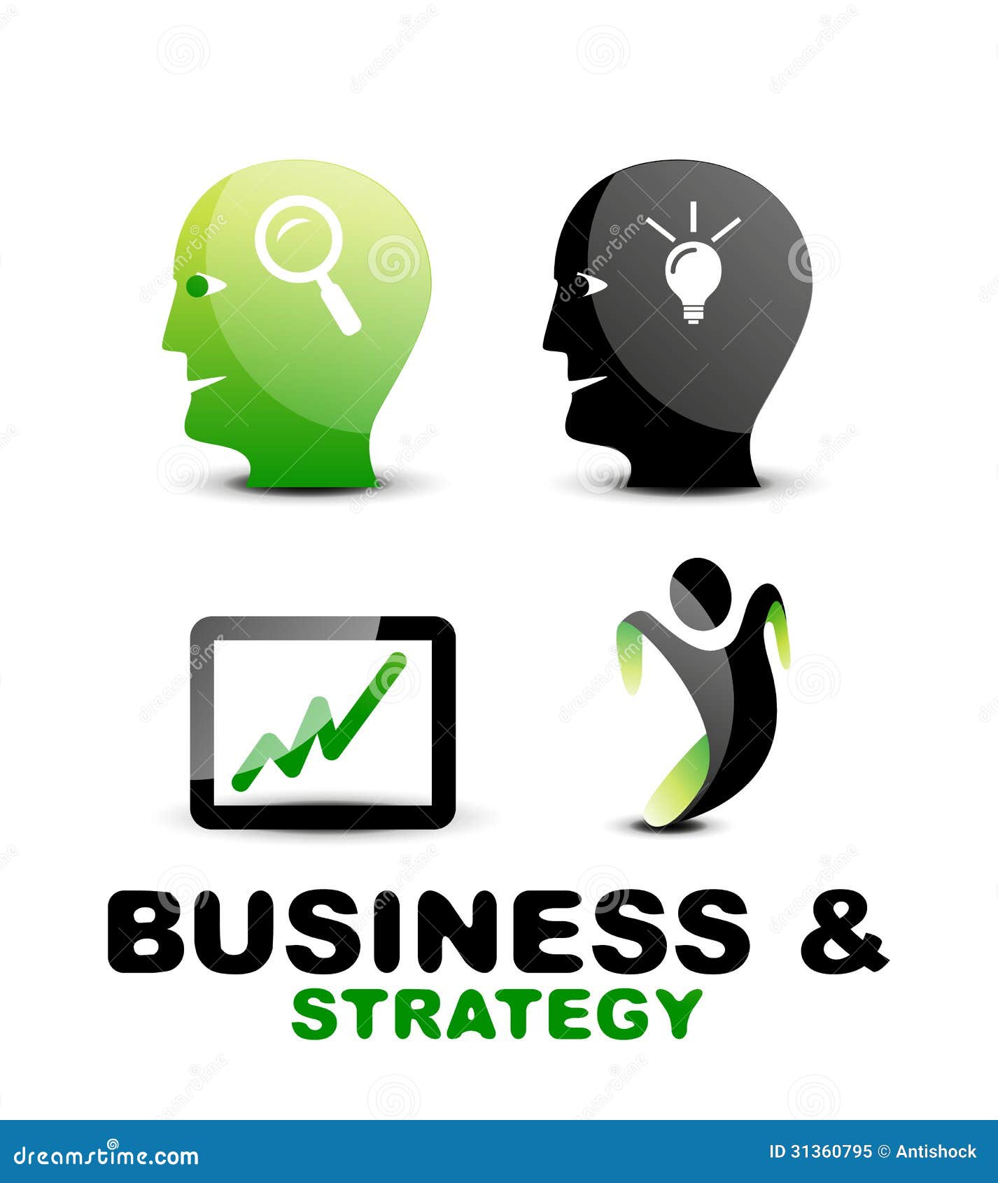 Modern Business and Strategy Icon Set Stock Vector - Illustration of ...