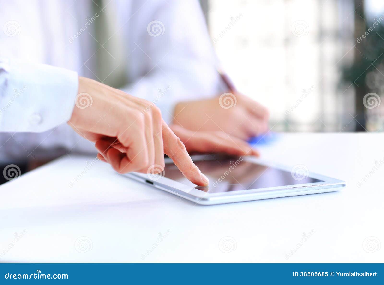 Modern Business Team Using Tablet Stock Image - Image of female ...