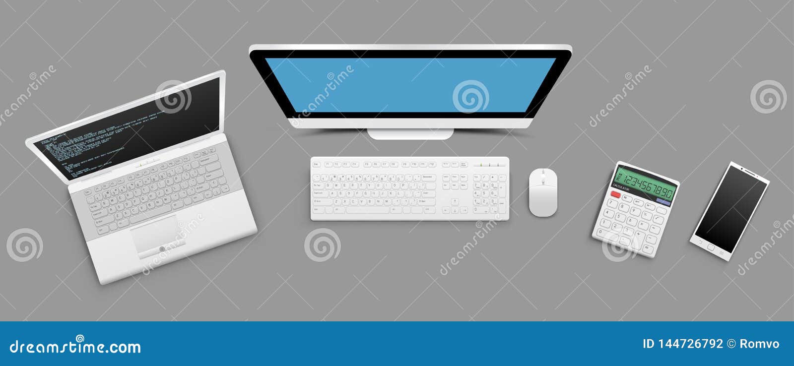 Modern Business Technology Objects Stock Vector - Illustration of ...