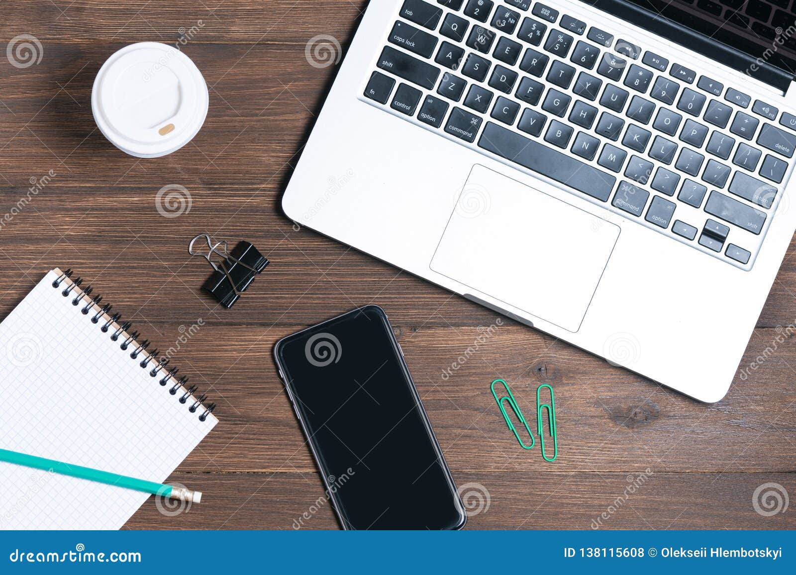 Modern Business Tools on a Brown Wooden Background Editorial Stock ...